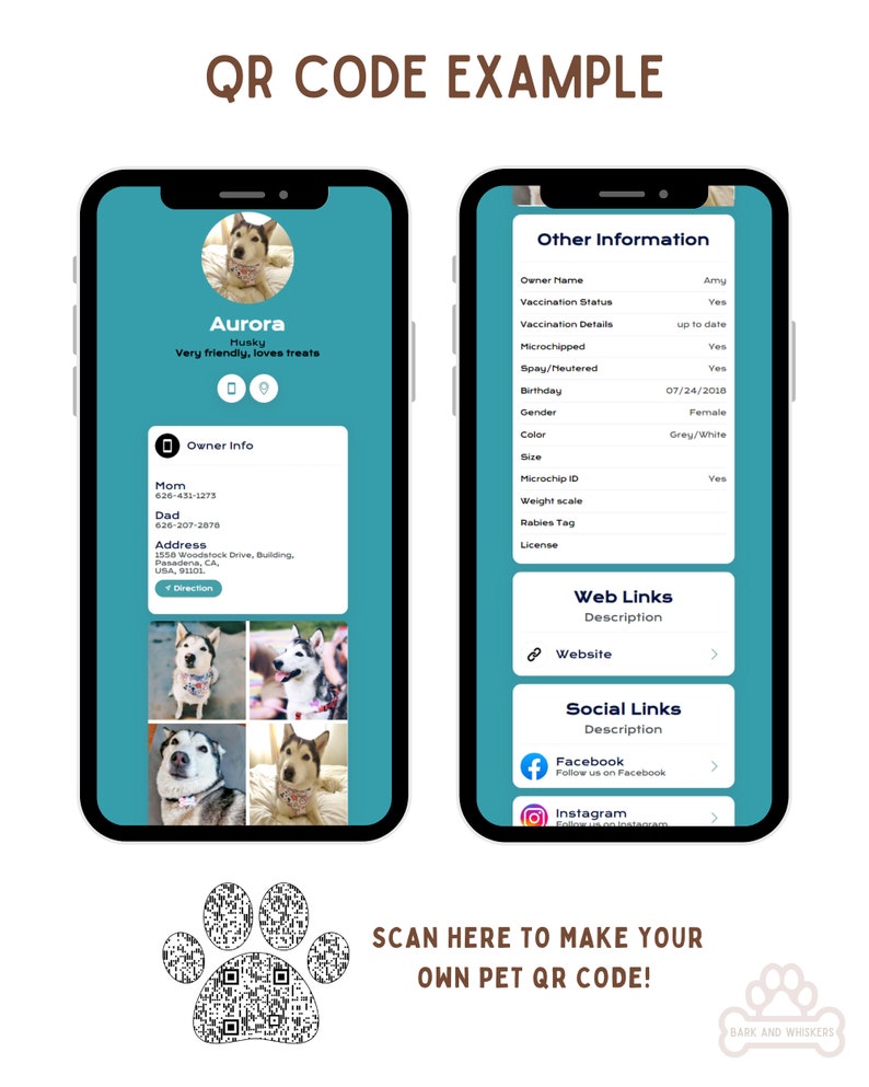 Butterfly Pet Id Tag Personalized Custom Dog Tag QR Code Pet - Etsy