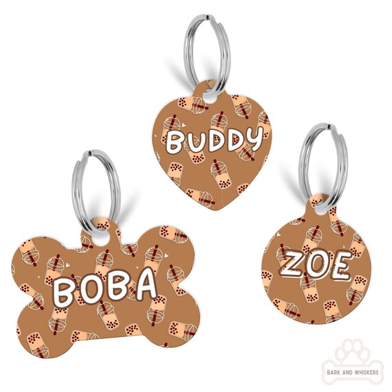 Boba Milk Tea Pet Id Tag Bubble Tea Personalized Custom Tag - Etsy