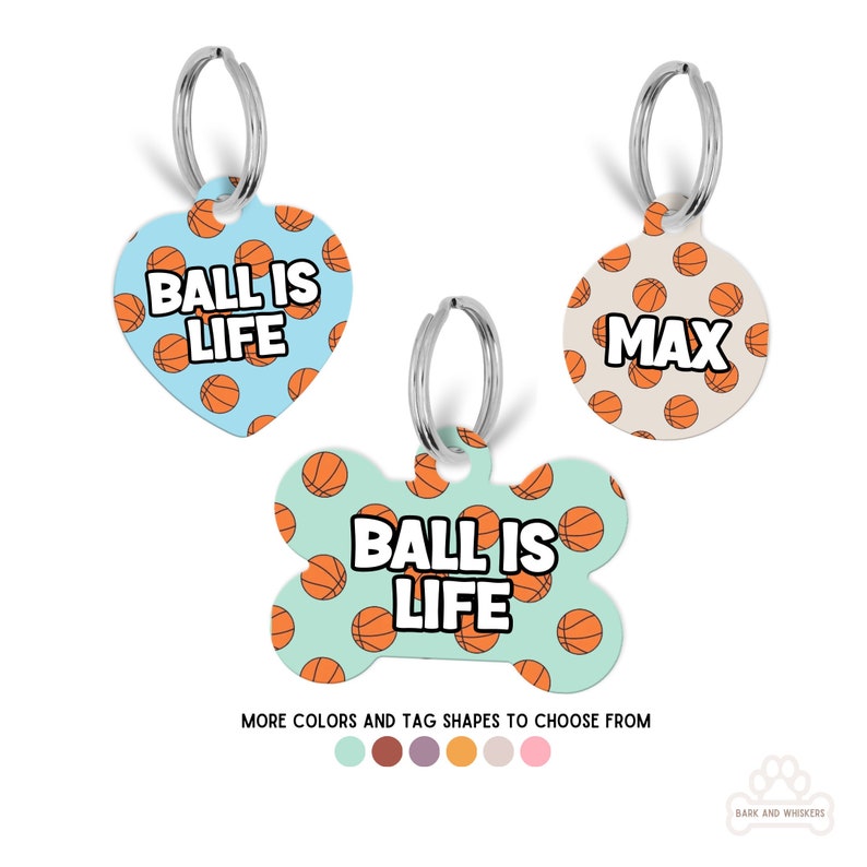 Basketball Ball Pet ID Tag, Ball Funny Pet Tag, ID Tags for Collar, Pet ...