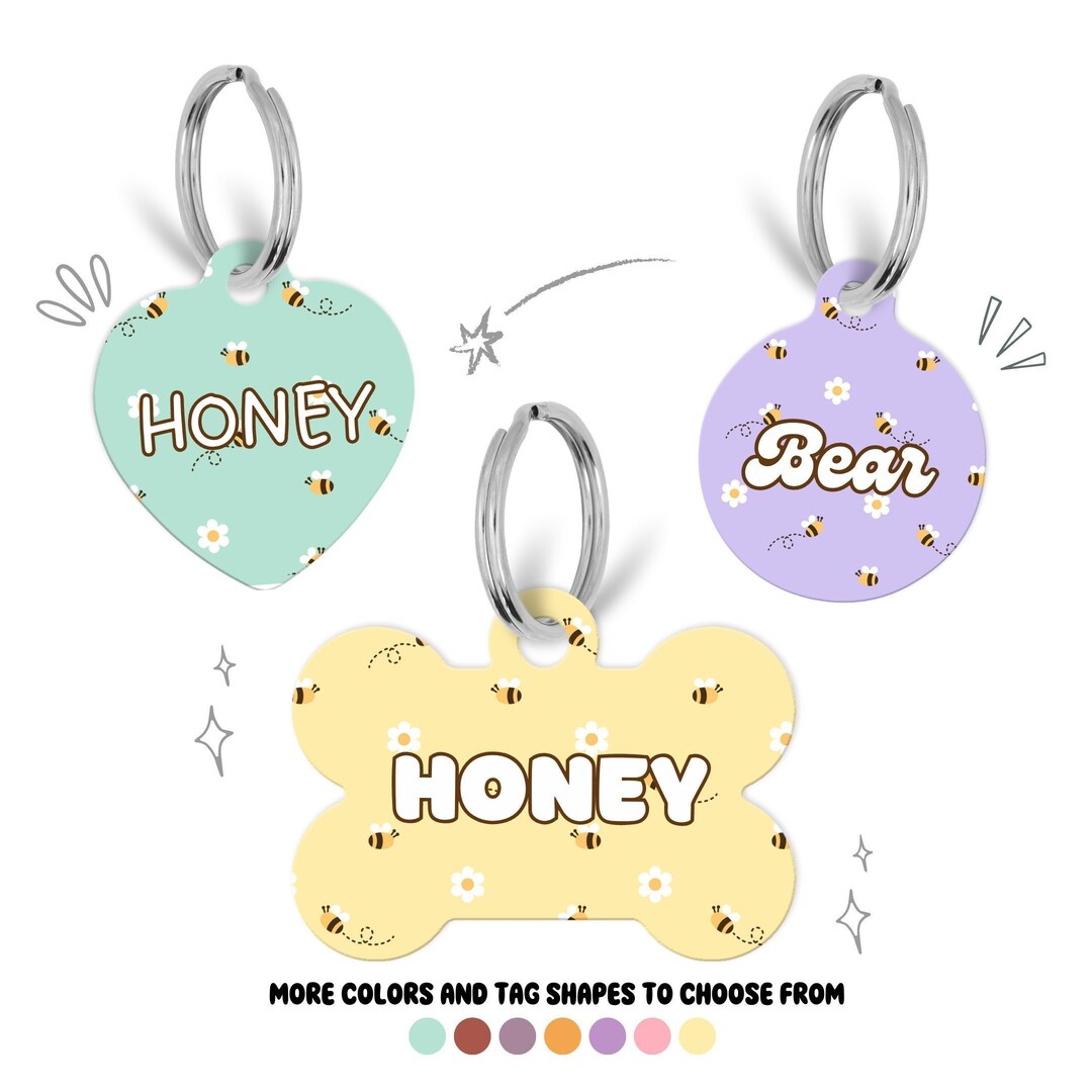 Pet Id Tag Honey Bee Daisy Personalized Dog Tag, Custom Dog Tag, Double ...
