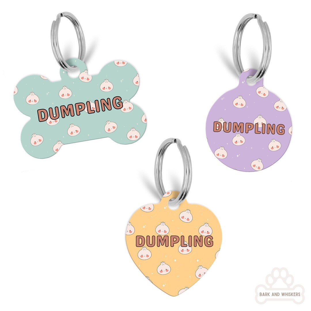 Personalized Dumpling Pet Tag, Bao Custom Pet ID Tag, QR Code Pet Tags ...