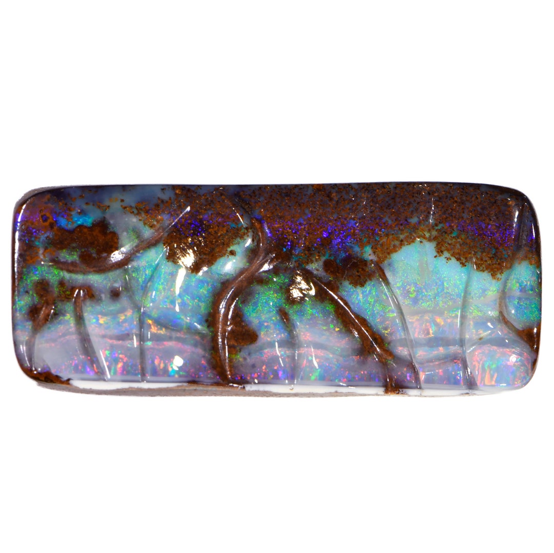 Large Sparkling Rainbow Multi Color Hand Carved Boulder Opal 62.6 Ct - Etsy