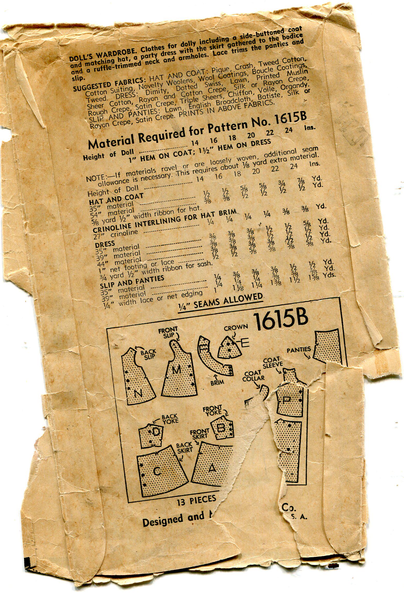 Vintage-1930's-rare-du Barry-original-24in.wardrobe Pattern Fits ...