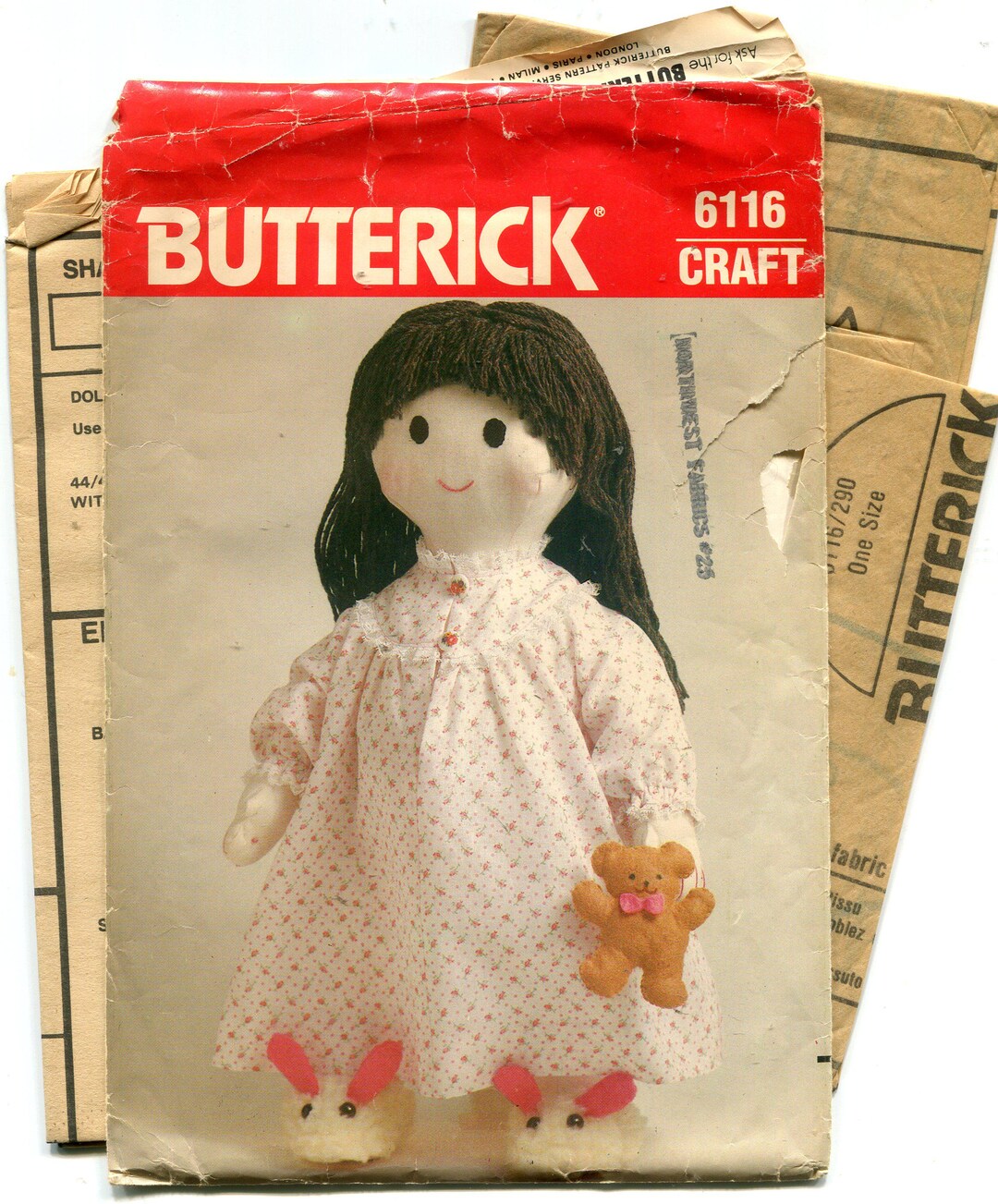 Vintage-1980's-orignal Complete - 18in.doll & Wardrobe Pattern +bunny ...