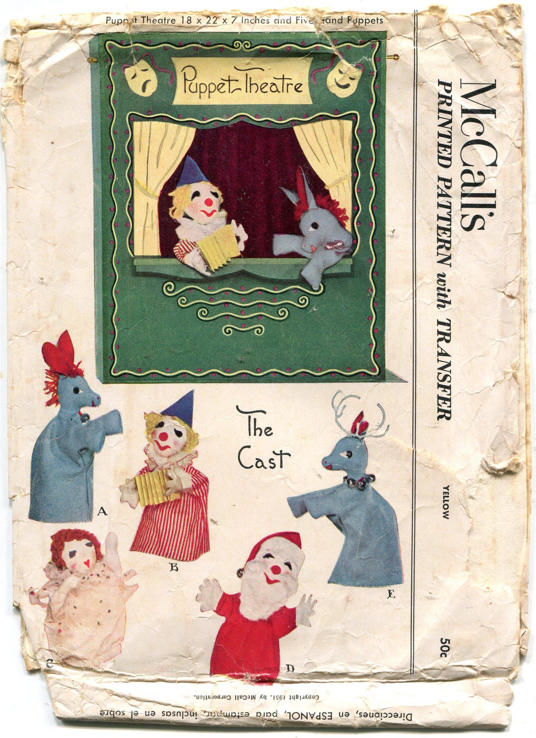 Vintage-1951-orignal-puppet Theatre and 5 Member Hand Puppet Cast ...