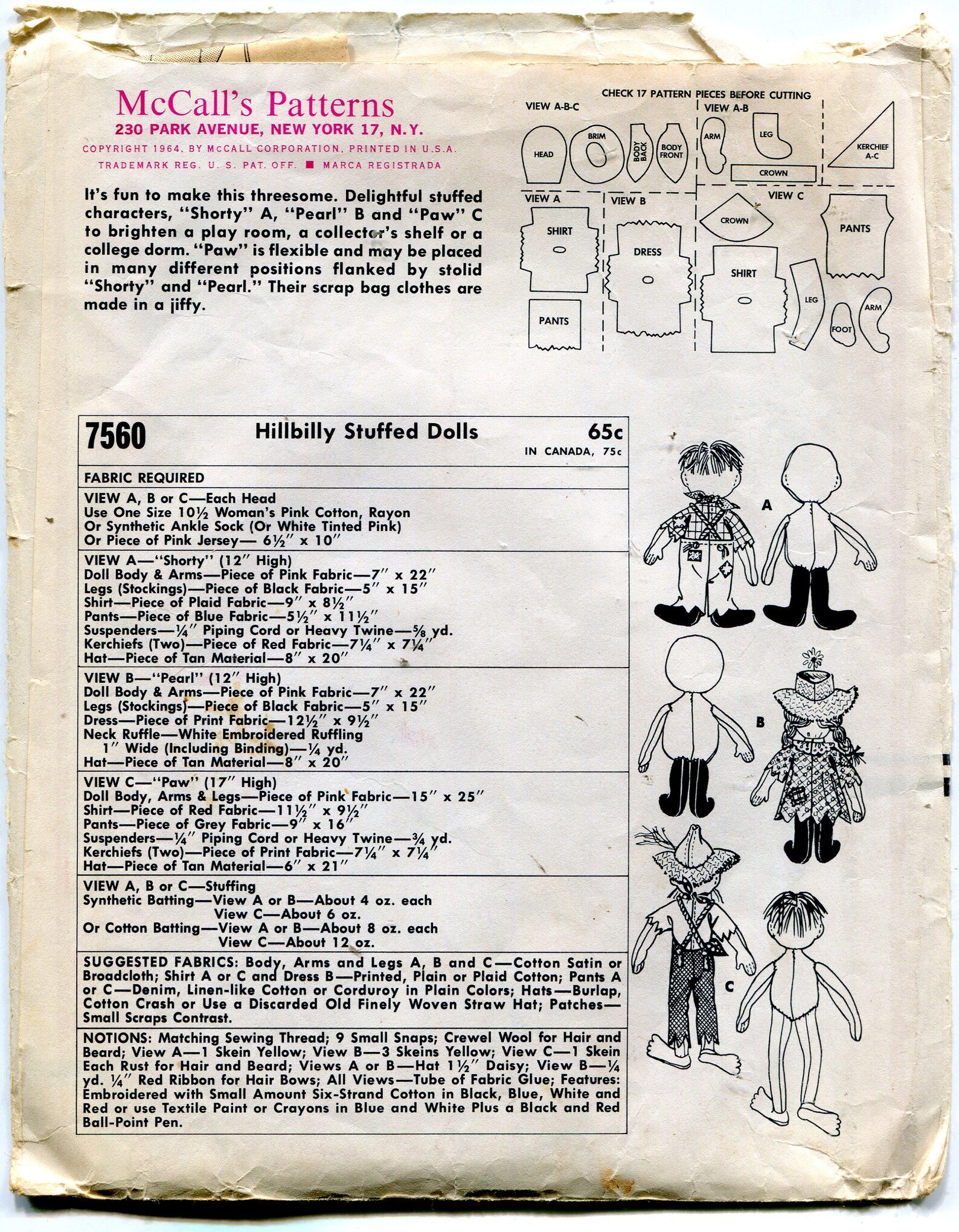 Vintage-1970's-orginal-hillbilly Stuffed (17in.&12in.)dolls and ...