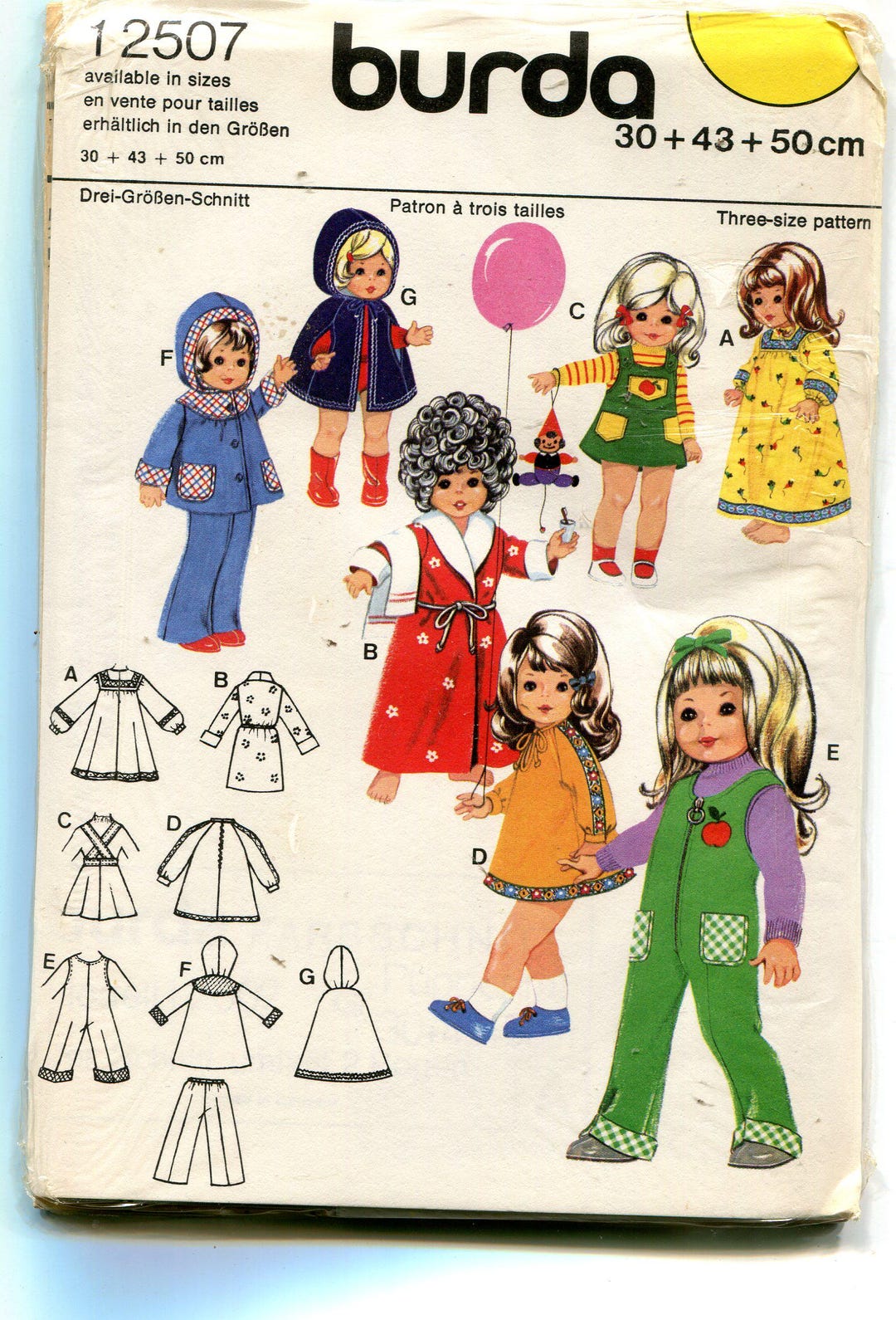 Vintage-1980's-burda Doll Wardrobe Pattern-fit's Sizes 12in.-17in.-20in ...