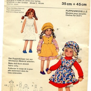 Vintage-1980's-burda 14in./17.5in.-doll and Wardrobe Sewing Pattern ...