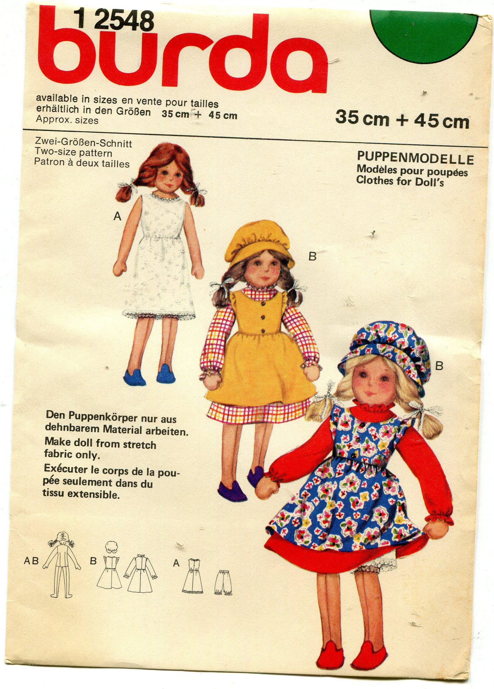 Vintage-1980's-burda 14in./17.5in.-doll and Wardrobe Sewing Pattern ...