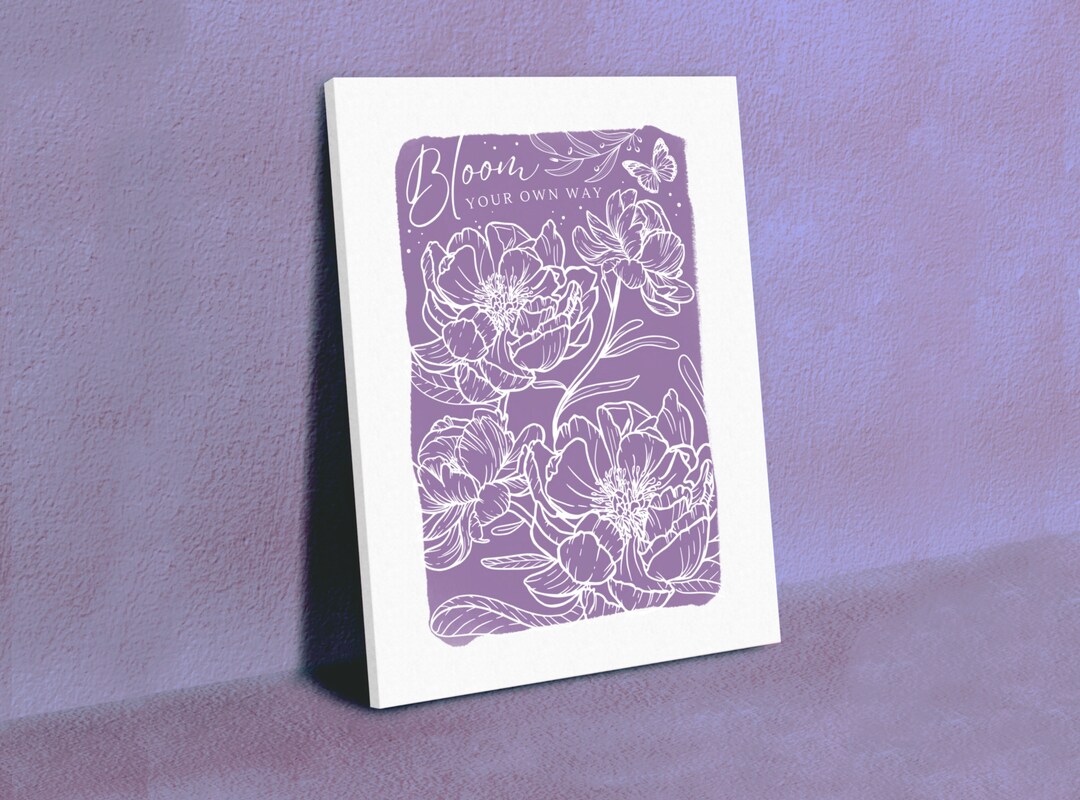Bloom Your Own Way Quote Print | Lavender | Flower Line Art, Boho Home ...
