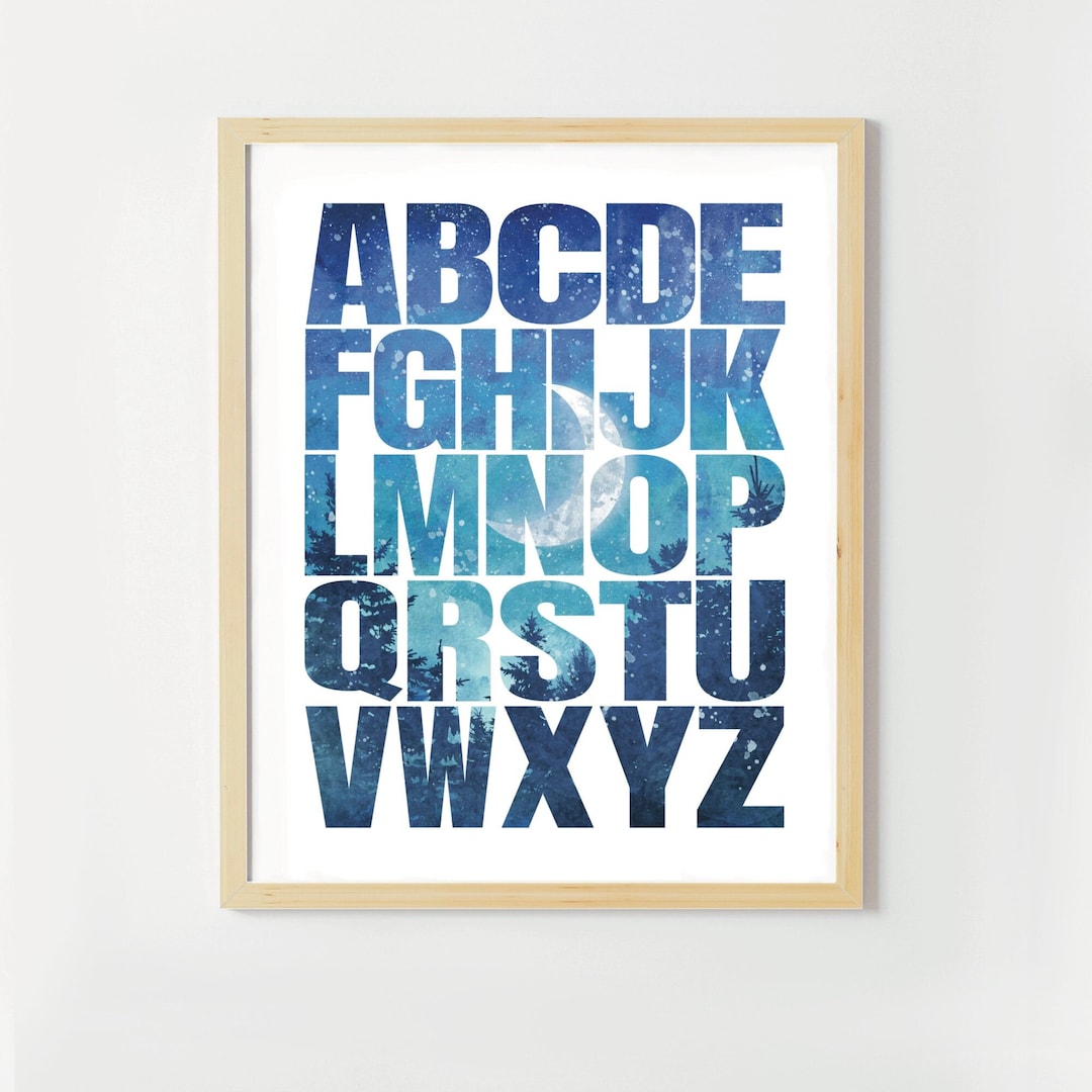 Night Sky Alphabet Wall Art, Nursery Decor, Kids Room Poster, Abcs ...