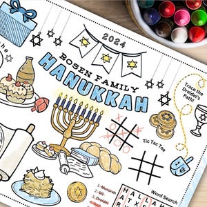 Personalized Family Hanukkah Coloring and Activity Placemat for Kids ...
