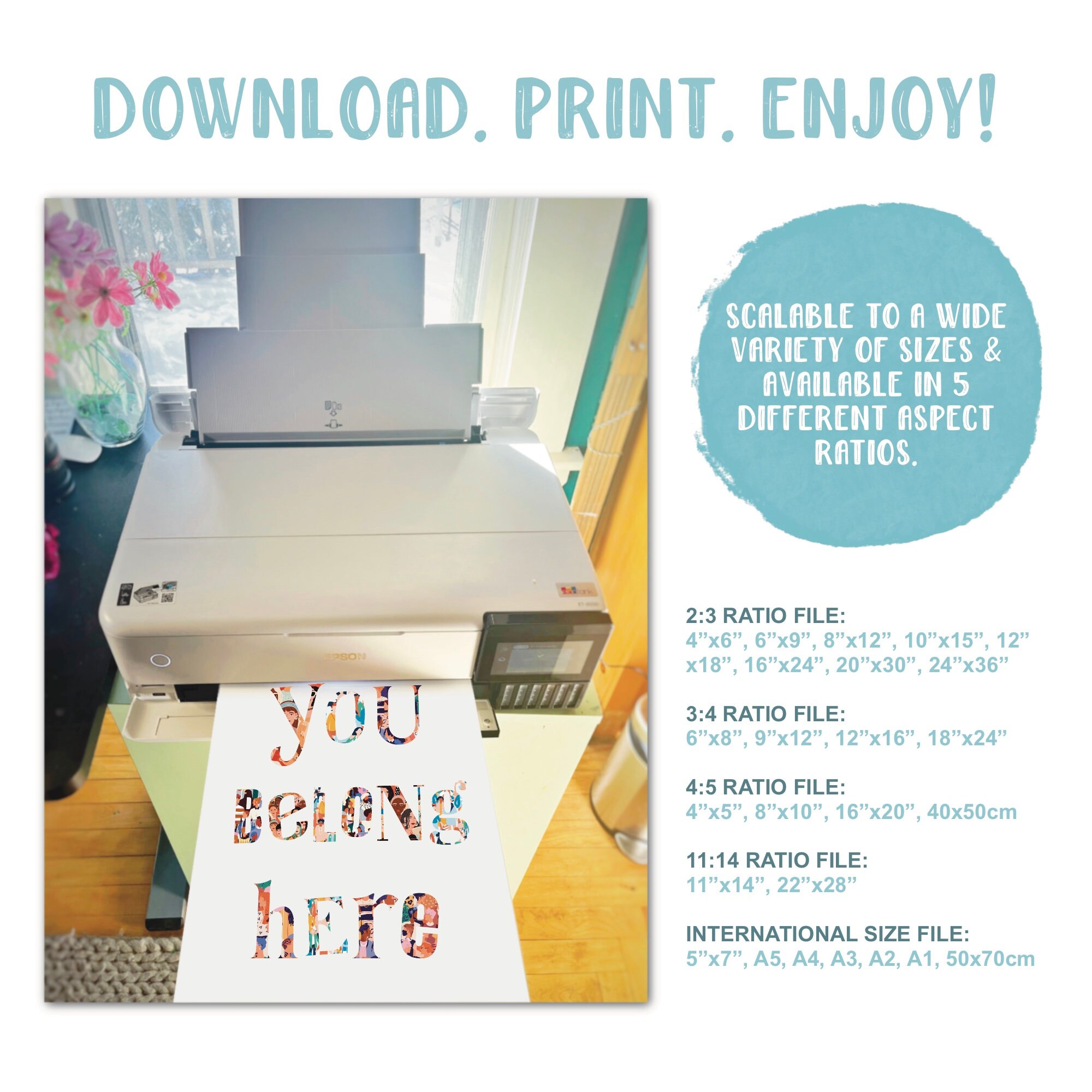 You Belong Here Quote Art | Digital Download, Print, Poster, Gallery ...