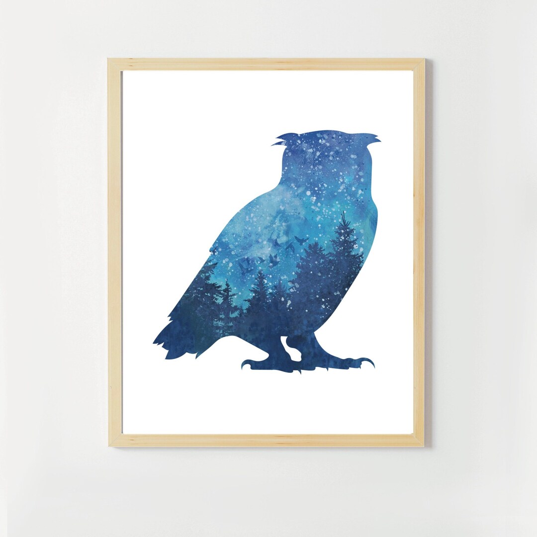 Night Sky Owl Wall Art, Nursery Decor, Kids Room Poster, Woodland Print ...