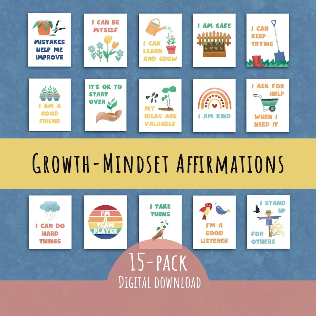 Growth Mindset Affirmations for Kids Bundle Positive Quote Art ...