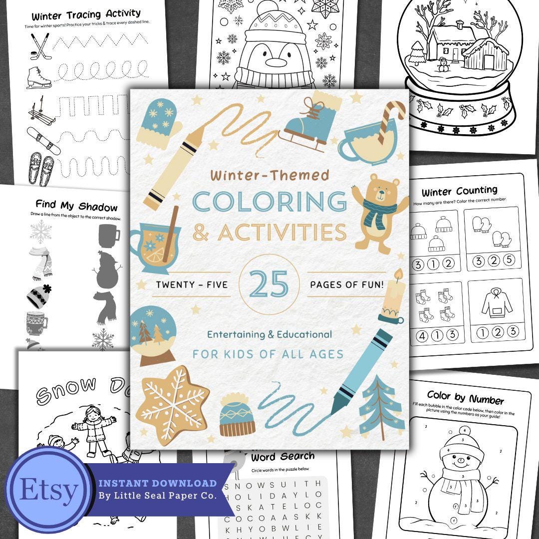 25-page Winter Coloring + Activity Busy Book for Kids of All Ages ...