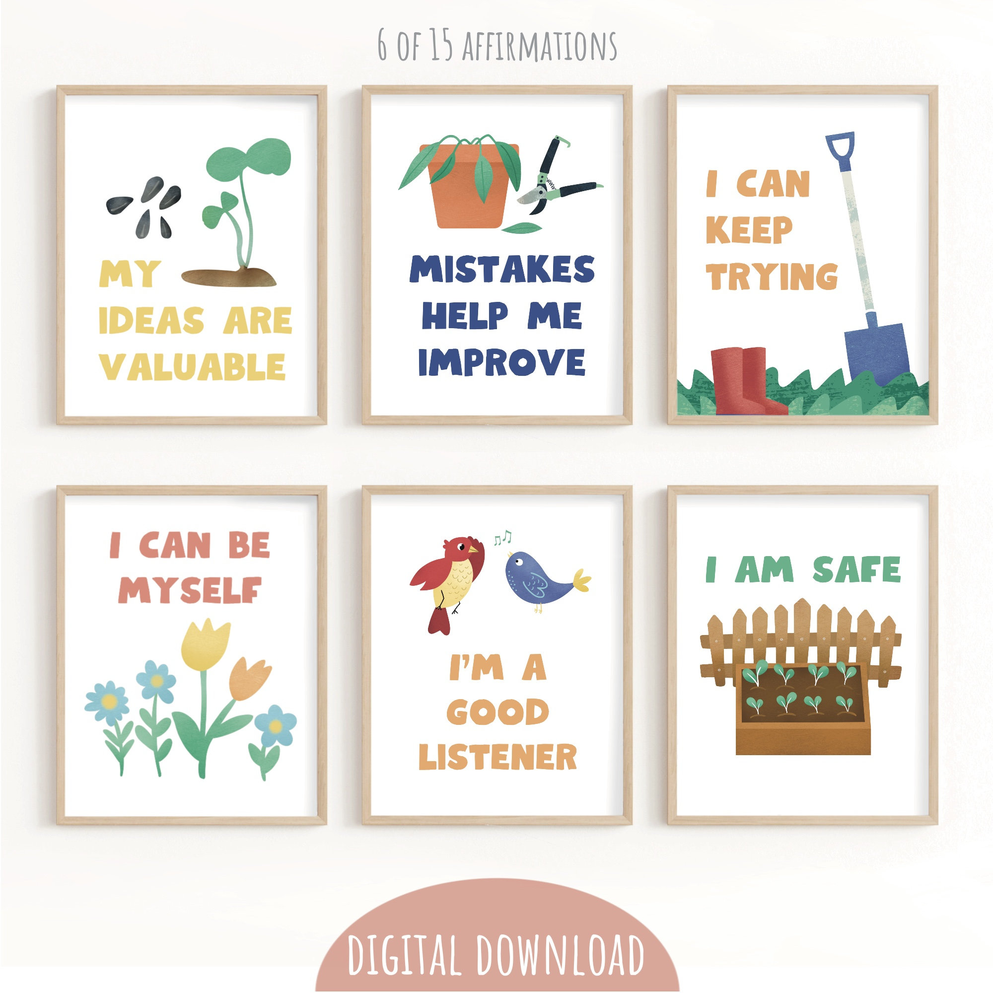 Growth Mindset Affirmations for Kids Bundle | Positive Quote Art ...