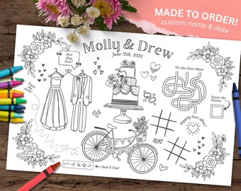 Printable Wedding Coloring Placemat, Digital File, Wedding Activity ...