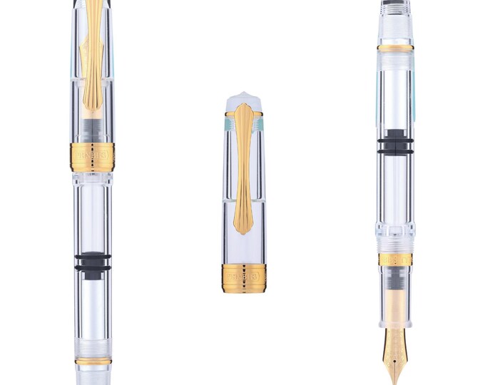 PENBBS 556 Piston Filler Fountain Pen - 16 Clear Glass F (golden) - Etsy