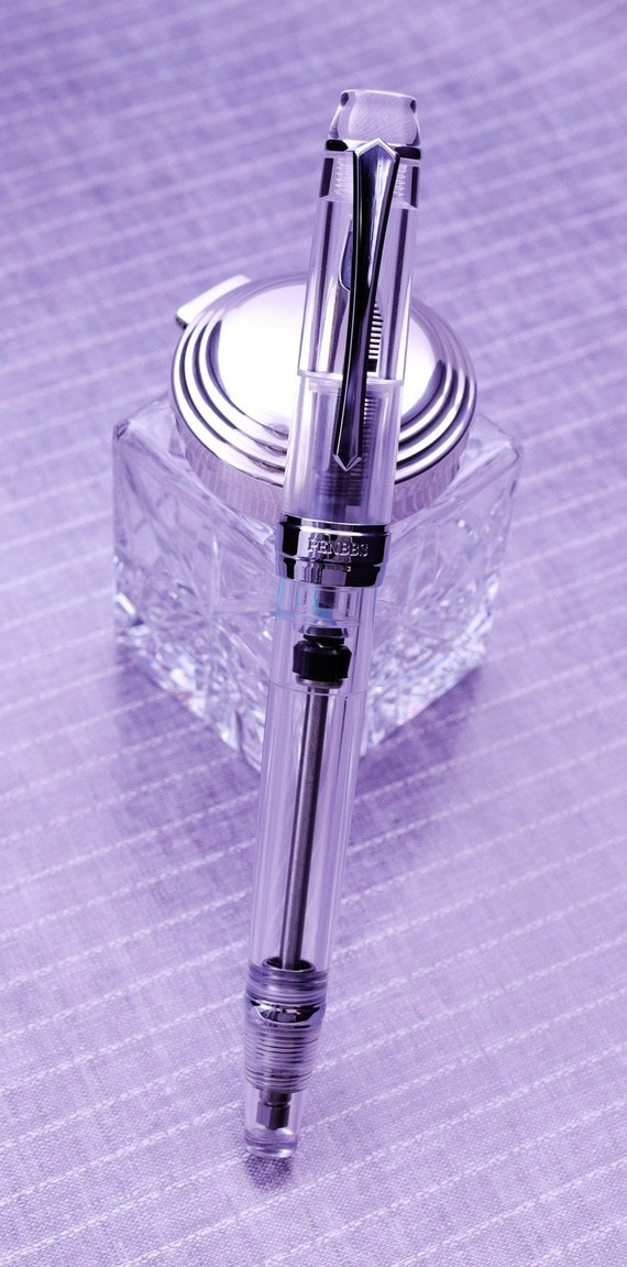 PENBBS 456 Vacuum Filling Fountain Pen 16 Clear Glass duo colour F nib 1