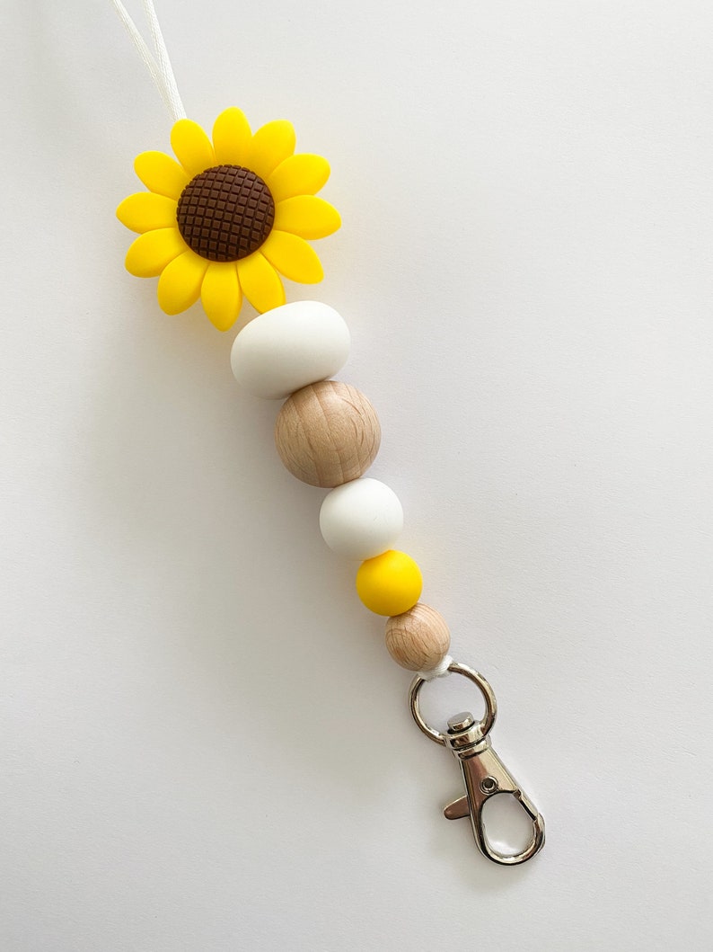 Sunflower Lanyard / Teacher Lanyard / Silicone Beads / Lanyard ...