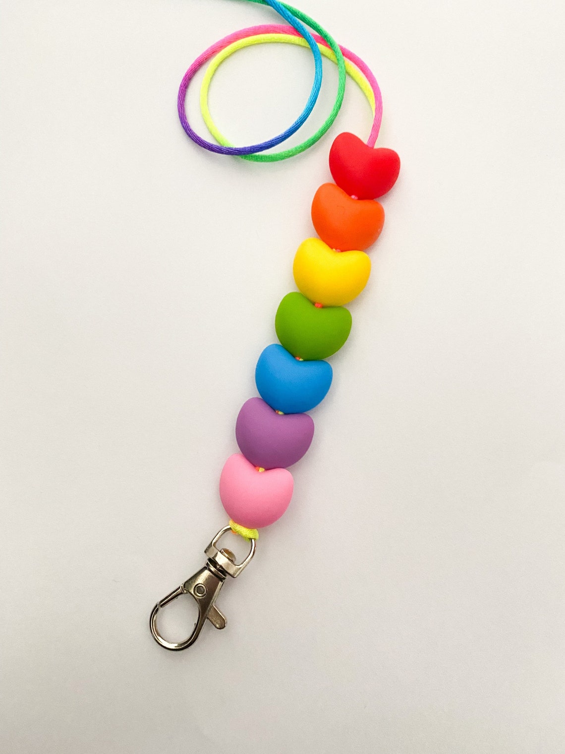 Rainbow Heart Lanyard / Rainbow Lanyard - Etsy UK