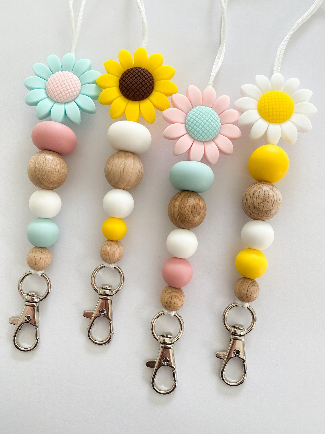Sunflower Lanyard / Teacher Lanyard / Silicone Beads / Lanyard - Etsy