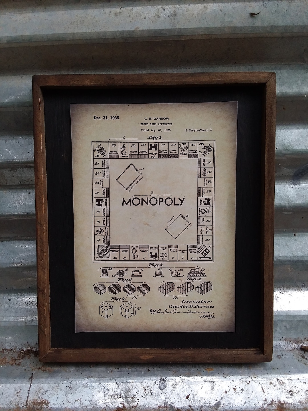 1935 Monopoly Board Game Patent Image - Wooden Sign - Etsy