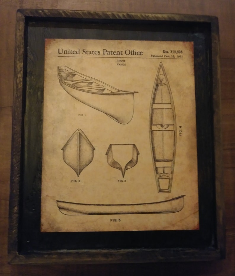 1971 Canoe Patent Image - Wooden Sign - Etsy