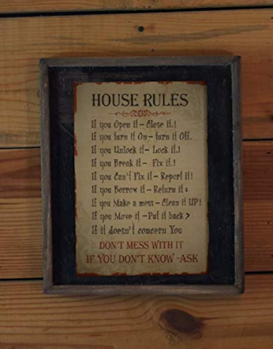 House Rules - Wooden Sign - Etsy