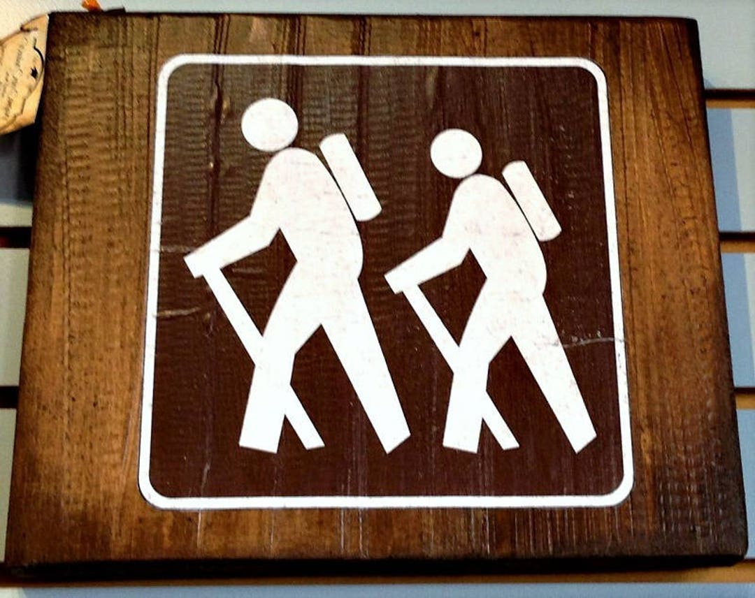 Outdoor Recreation Hiking Symbol Print on Reclaimed Wood - Etsy