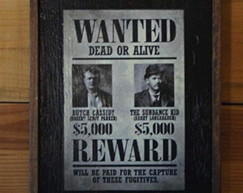Vintage Butch Cassidy Wanted Poster Wooden Sign | Etsy