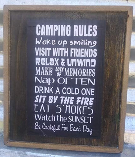 Camping Rules Wooden Sign | Etsy