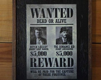 Vintage Butch Cassidy Wanted Poster Wooden Sign | Etsy
