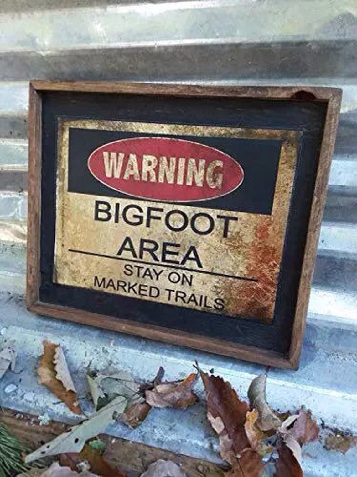 WARNING Bigfoot Area - Wooden Sign - Etsy