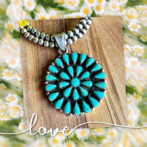 Sterling Silver Turquoise Daisy Pinwheel Cluster Pendant 2 L - Etsy