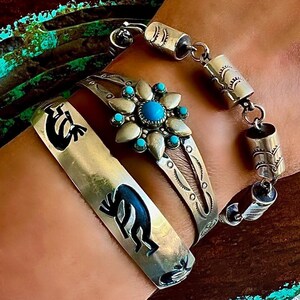 Vintage Old Pawn NAVAJO Sterling Silver Michael TAHE Forged KOKOPELLI ...