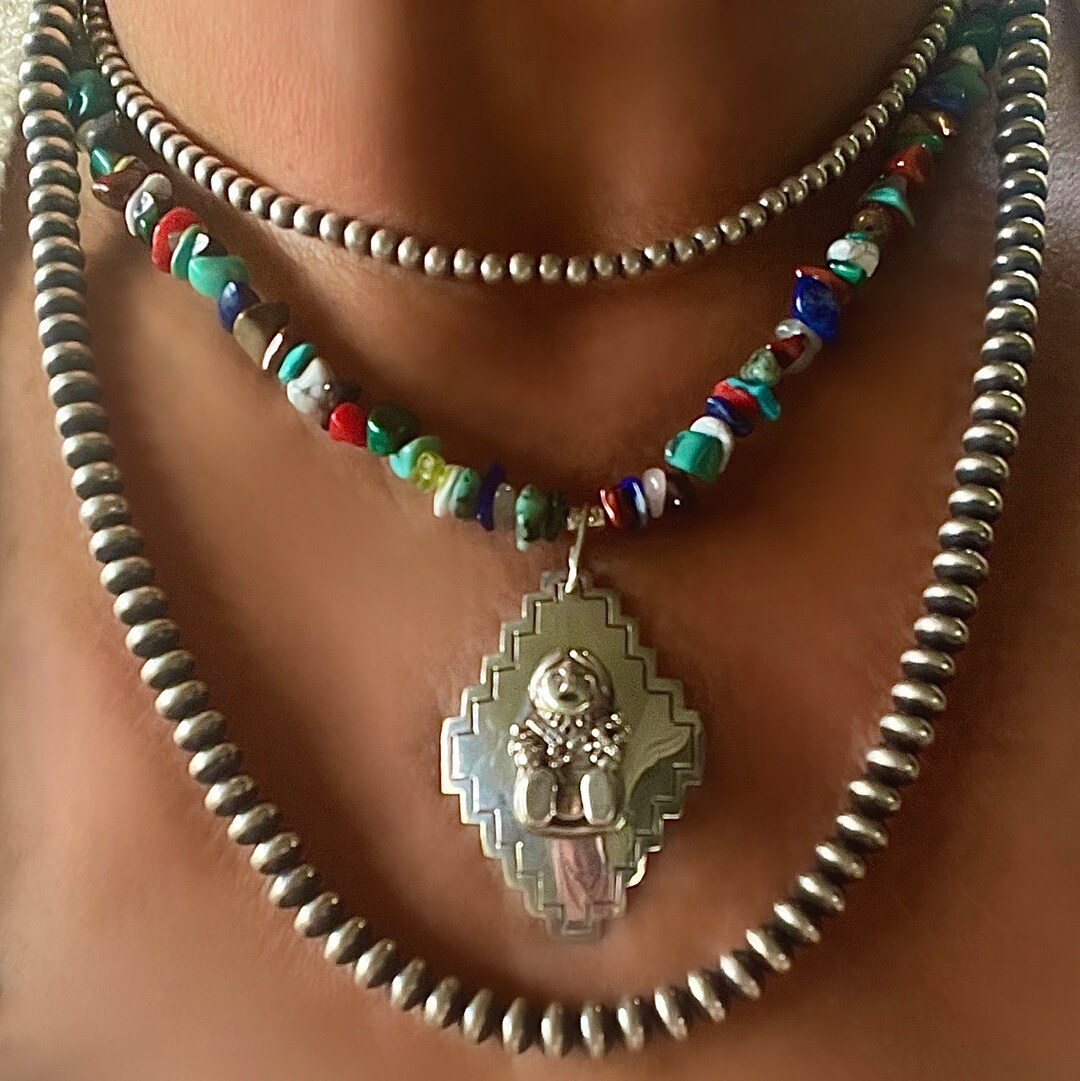 Sterling Silver Storyteller Woman Native American PENDANT on 19 Mixed ...