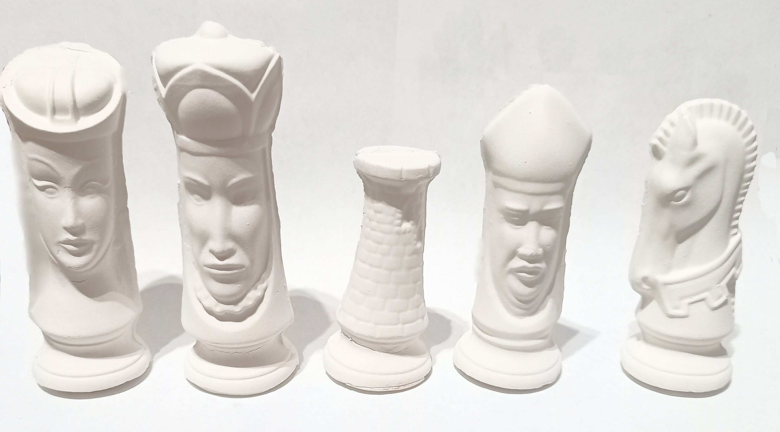 16/32pc Midcentury Medieval Duncan Ceramic Chess Set, Paintable Ceramic ...
