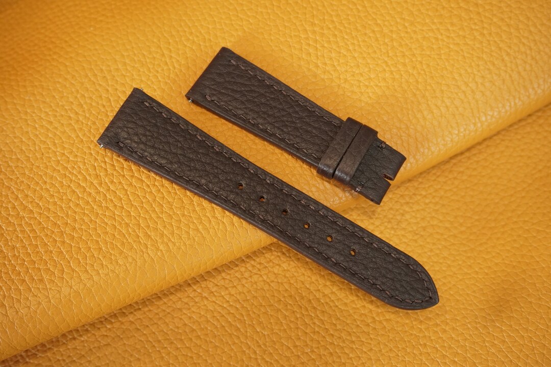 Handmade Dark Brown PEBBLED CALF Leather Watch Strap, Watch Band 18mm ...