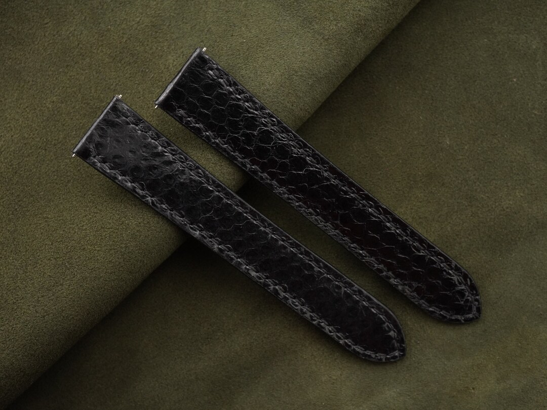 Handmade Black Sea Snake Leather Watch Strap for Tank Solo, Tank Must ...