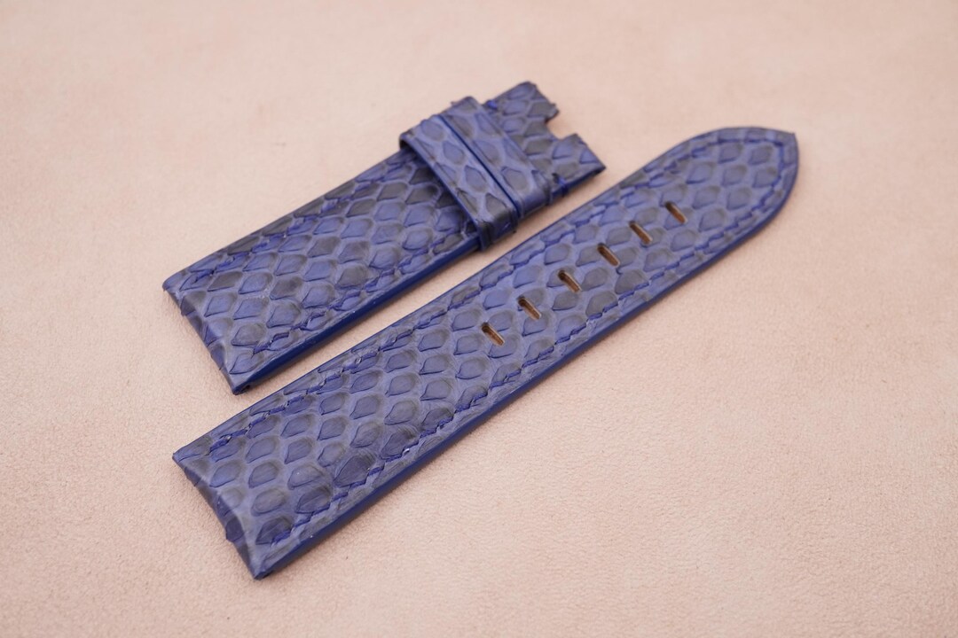 Handmade Navy Blue Python Leather Strap for Panerai , Watch Band 22mm ...