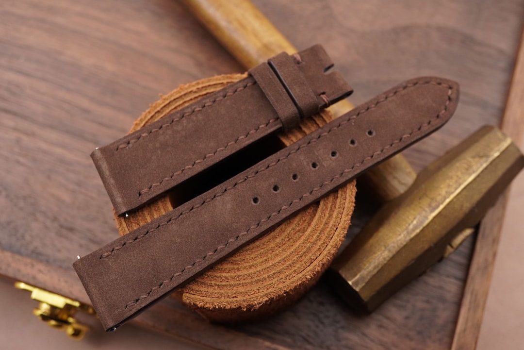 Handmade Brown Nubuck Leather Watch Strap for Tank Solo, Tank Must 16mm ...