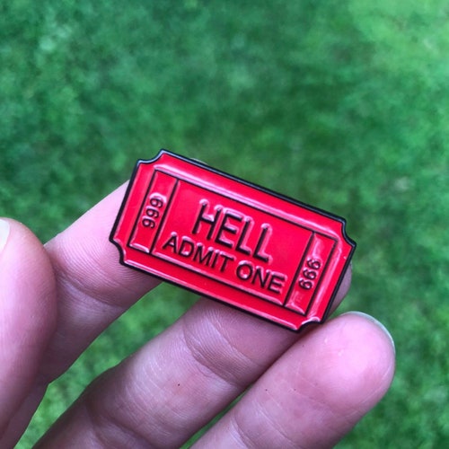 Red & Black Mirrored Acrylic HELL Admit One Ticket Earrings | Etsy