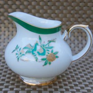 Koran China Green Bird & Flower Creamer KRN5 Green and Gold Encrusted ...