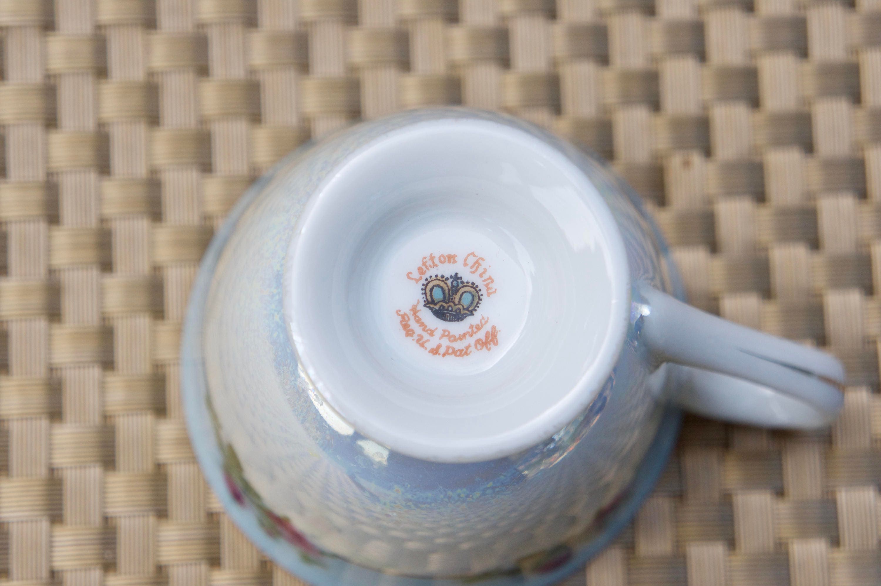 Lefton China Lusterware Floral Footed Teacup Hand Painted Eggshell ...
