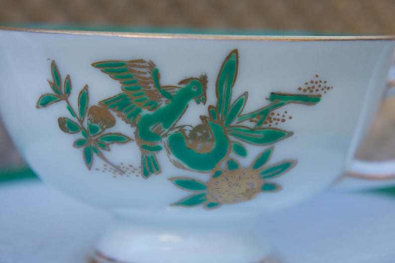 Koran China Green Bird & Flower Creamer KRN5 Green and Gold - Etsy