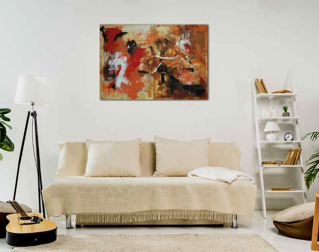 Original Abstract Art. Diptych Painting. Contemporary Modern Art ...