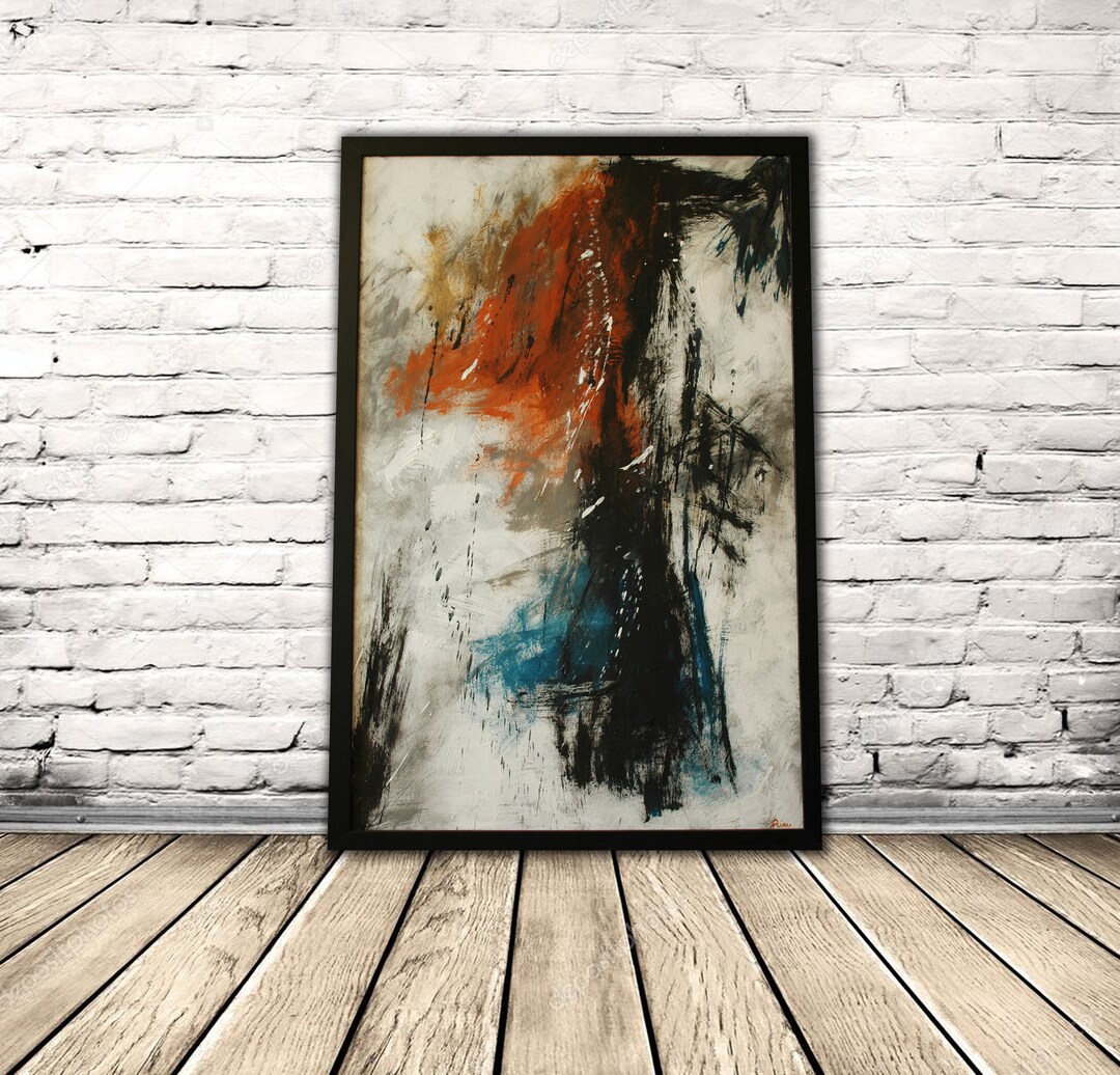 Original Abstract Painting With Frame. Expressive Abstract ...