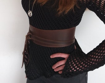 Wide leather belt | Etsy